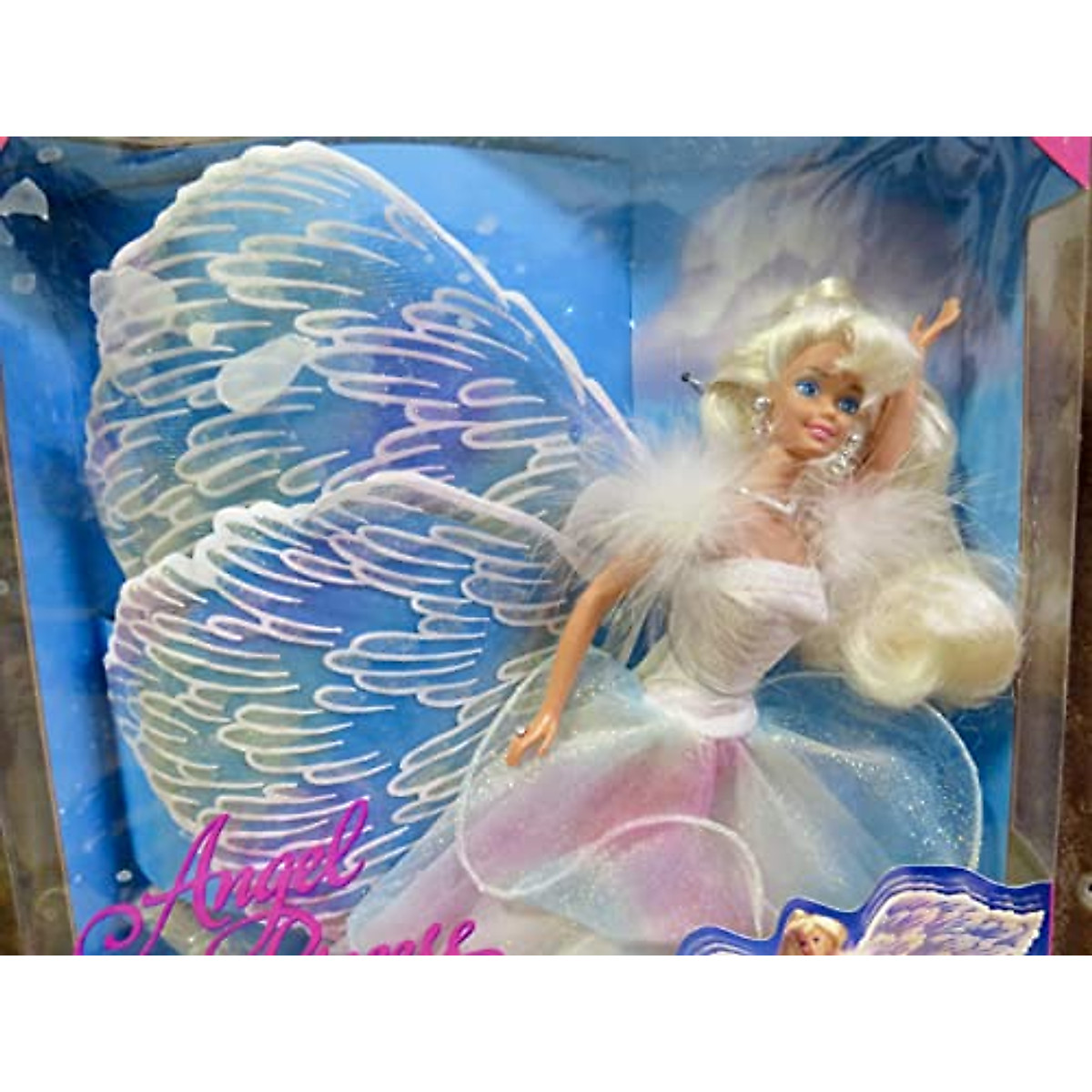 ANGEL PRINCESS BARBIE "Flying" DOLL w Glittery Gown & WINGS (1998)