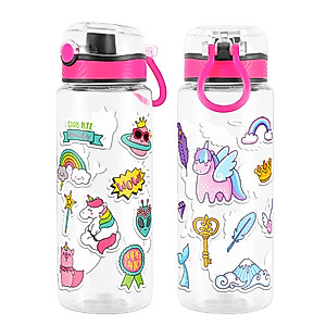 Home Tune 23oz DIY Sticker Water Bottle, Design Your Own Water Bottle for Girls & Boys - BPA Free, Chug lid, Fun DIY Arts and Crafts Activity, Cute Stickers for Girls & Boys - Red