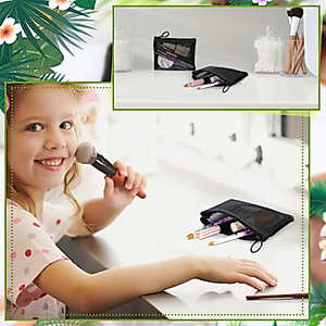 Jexine 60 Pcs Small Zipper Pouch Bulk Nylon Mini Mesh Pouches Multipurpose Coin Purse Pouch Zippered Mesh Cosmetic Bag Portable Storage Makeup Bags for Travel Supplies (Black)