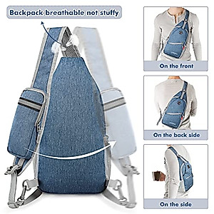 ZOMAKE Sling Bag for Women Men:Small Crossbody Sling Backpack - Water Resistant Shoulder Bag Mini Chest Bag Daypack for Travel(Navy Blue)