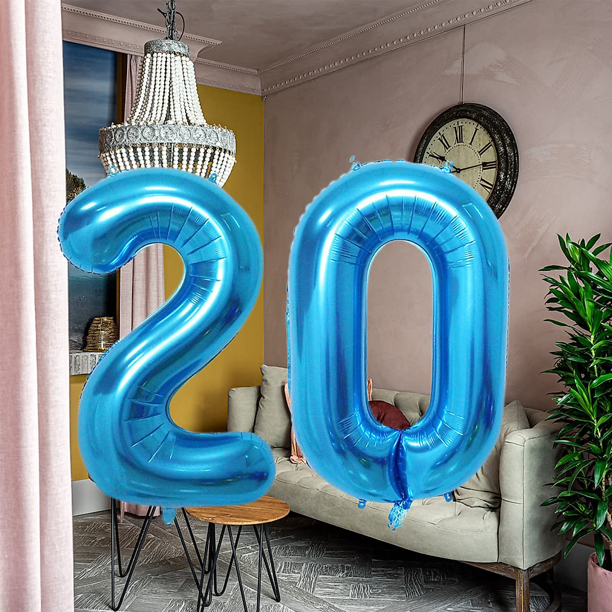 QWEQWE Blue Number 36 Balloons 40" Foil Number Balloon 36th Birthday Balloons Digit 36 Helium Big Balloons for Birthday Party Decorations Wedding Bachelorette Bridal Shower, Blue Number 36 (2Pcs)
