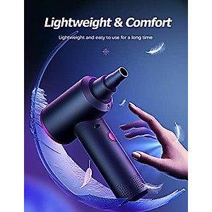 Evaline Compressed air Duster - 3 Gear Adjustable 100000RPM Electric with LED Light, Cordless Blower for Computer Keyboard Car Cleaning Kit 9000mAh Rechargeable Dust Remover, Black