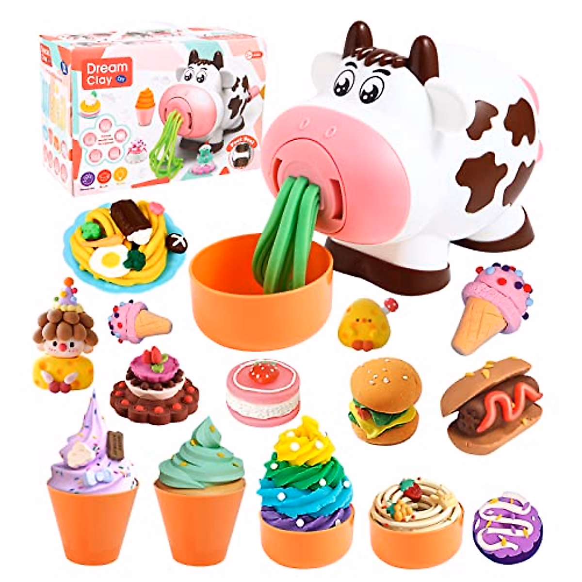 Color Play Dough Clay Set for Kids Toys, Jugar con la masa KitchenTools Creations Ultimate Cookie Noodle Ice Cream Maker Machine Playset for 3 4 5 6 7 8 Year Old Girls Boys Kids and Toddlers