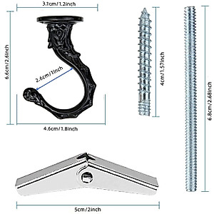 QLXHBOT Ceiling Hooks, Heavy Duty Swag Hook 65mm/2.6" with Screws Bolts and Toggle Wings for Hanging Plants Ceiling Installation Cavity Wall Fixing (3 Sets)