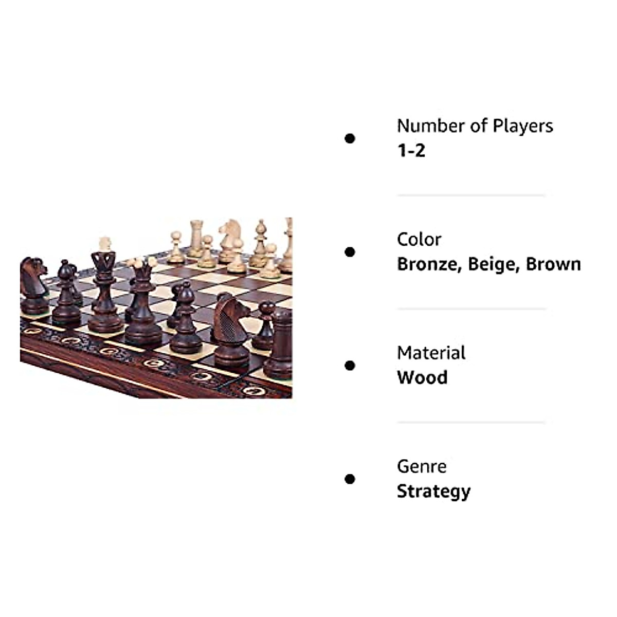 Chess and games shop Muba Beautiful Handcrafted Wooden Chess Set with Board and Chess Pieces - Gift idea Products (16inch (40 cm)), 1-2 players