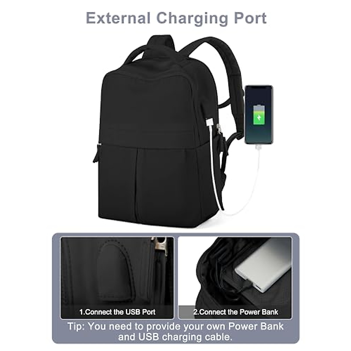 wepadre Black Travel Laptop Backpack For Women Men Sports Gym Backpack With Laptop Compartment College Backpacks For Women Waterproof Aesthetic Carry On Backpack For Traveling On Airplane