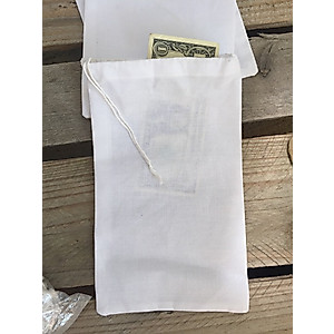 REUSABLE ECO FRIENDLY COTTON SINGLE DRAWSTRING MUSLIN BAGS 3"x5" NATURAL COLOR- 50 count pack