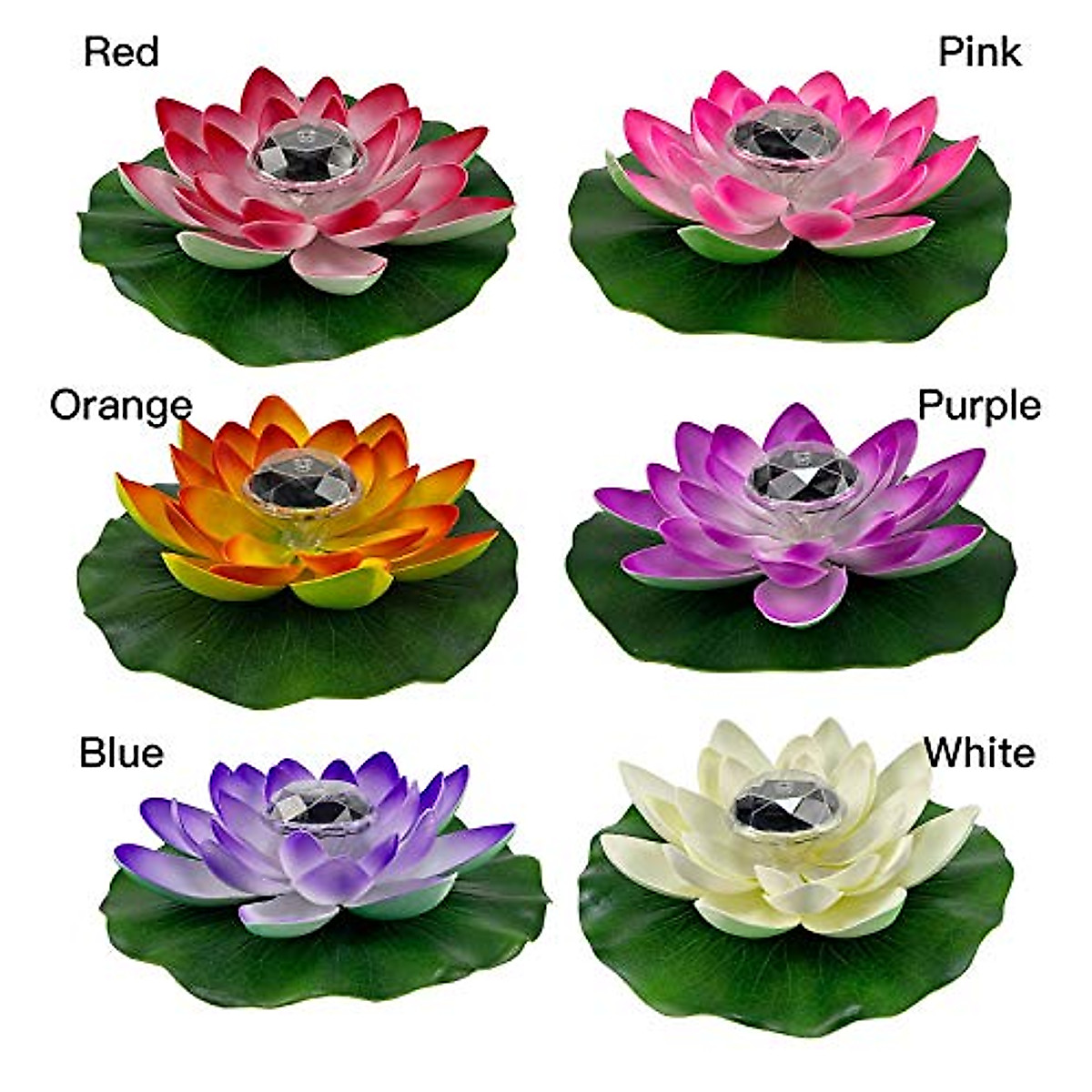 RNSUNH Solar Floating Lotus Lights Solar Power Energy Floating Lotus Flower LED Accent Light Floating Pool Flower Lights for Swimming Pool Yard Garden Wedding Decor