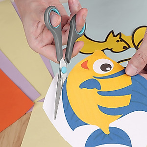 Asdirne 6.4" Scissors, Stainless Steel Blades, Soft Grip Handle, Suitable for Households,Offices and Schools, All Purpose, Blue/Grey