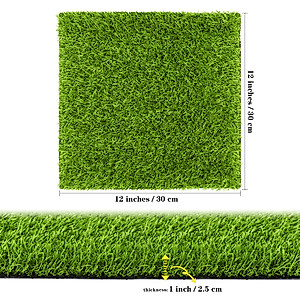 TURSTIN 6 Packs Artificial Grass Square Mat 12 x 12 Inch Fake Grass Turf Patch with Drainage Hole Synthetic Garden Grass Tiles Realistic Grass Rug for DIY Indoor Outdoor