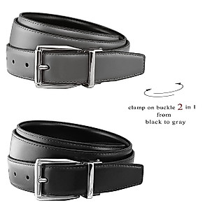 4010R-NP-RB30 Reversible Belt Genuine Leather Dress Casual Belt 1-1/8"(30mm) Wide (Black/Gray, 36)