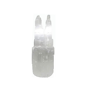 CircuitOffice Selenite Twin Tower Skyscraper, Selenite Mountain, 6" Selenite Twin Points for Healing, Positive Energy, Meditation, Protection, Powers, Decoration or Gift