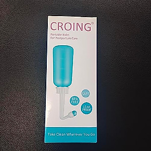 Croing 𝙥𝙤𝙨𝙩𝙥𝙖𝙧𝙩𝙪𝙢 𝙚𝙨𝙨𝙚𝙣𝙩𝙞𝙖𝙡𝙨 350ML Travel Bidet Bottle with Cap - Portable Bidet - The Easy Bidet for Postpartum Essentials ( Green )