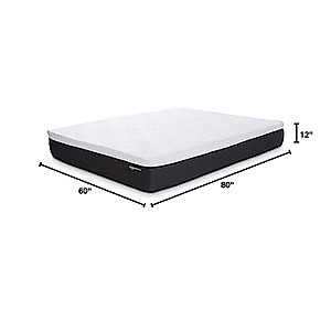 Amazon Basics Cooling Infused Gel Memory Foam Firm Support Latex-Feel Mattress, CertiPUR-US Certified, Queen Size, 12 inch, White/Dark Gray