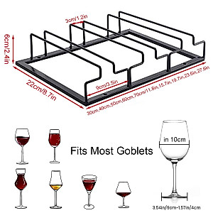 Black Wine Glass Rack, Under Cabinet Wine Glass Holder Stemware Rack - Hanging Goblet Holder for Cabinet Kitchen (Color : Black, Size : 7-rows)