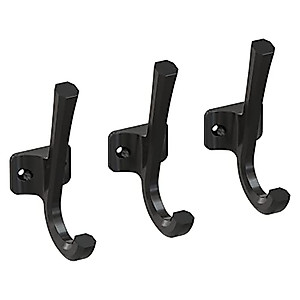 National Hardware N900-008 Mounted 3 Pack Hanging Wall Hooks for Towels, Robe, Coats, Hats, Matte Black