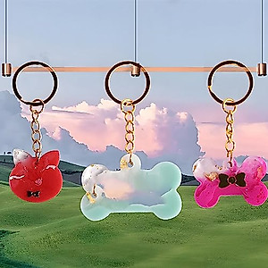 KuuGuu 2 PCS Pet Tag Resin Mold Silicone, Dog Tag Molds for Resin, Bone Shape Resin Keychain Molds with 10Pcs Key Ring, DIY Resin Keychain Pendant Charm Crafts