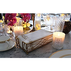 Chez JuJu Gold Elegant Sturdy Guest Napkin Holder | Disposable Paper Hand Towel Storage Tray Caddy | Premium Quality | Bathroom Kitchen Dining Table Wedding Party Hotel Office décor | Indoor Outdoor