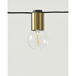 Brightech Glow LED String Lights - 26 Ft Commercial Grade Patio Lights with Brass Accents - Outdoor Waterproof Globe String Light for Backyard, Garden