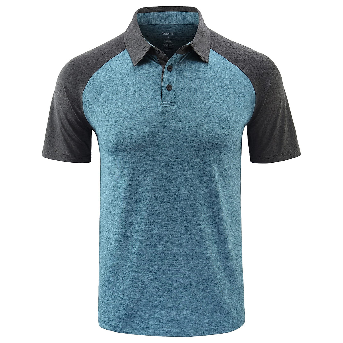 Vetemin Men's Casual Lightweight Quick Dry Athletic Active Sports Outdoors Golf Polo T Shirts Teal Blue/Sonic Charcoal M