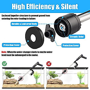 FREESEA Electric Aquarium Gravel Cleaner: Automatic Gravel Vacuum Cleaner Fish Tank Cleaning Tools for Change Water Wash Sand (DC 12V, 6W)