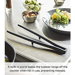 Yamazaki Home Silicone Kitchen Tongs, Silicone, No Assembly Req., Black