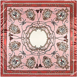 YOUR SMILE Silk Like Scarf Women's Fashion Pattern Large Square Satin Headscarf Head Dress (201)