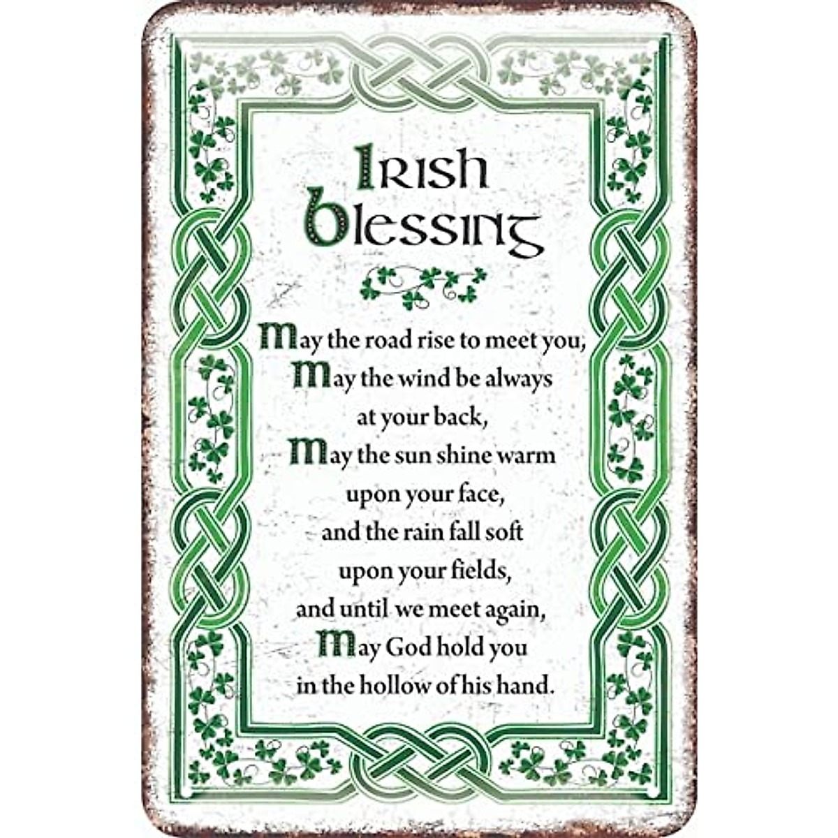 Shamrock Gift Irish Metal Sign With Blessing Interesting Retro Man Cave Bar Shop Study Coffee Wall Home Office Farm Garden Garage Metal Sign Decoration 8x12 Inch