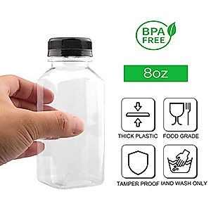 Juice bottles,12 Pack 8oz Juice Bottles Beverage Containers Drink Containers Milk Bulk Containers,Plastic Bottles with Black Tamper Caps Clear Plastic Smoothie Bottles Bulk for Homemade Juices