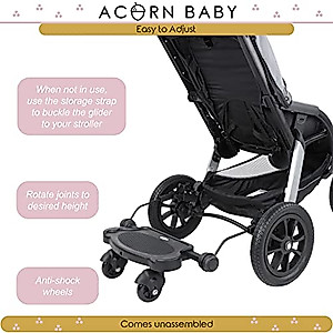 Acorn Baby Universal Stroller Board - 17.2 x 7 x 1.5in Black Quick Snap On and Off Attachable Stroller Standing Board