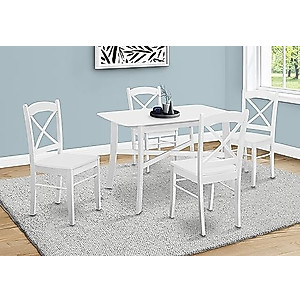 Monarch Specialties 1323, 48" Rectangular, Small, Kitchen, Room, White, Wood Legs Dining Table-36"X 48" Veneer Top, 47.25" L x 35.5" W x 29.5" H