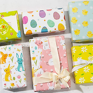 WRAPAHOLIC Wrapping Paper Sheet - Spring Easter Pattern for Birthday, Holiday, Party, Baby Shower - 1 Roll Contains 6 Sheets - 17.5 inch X 39.3 inch Per Sheet