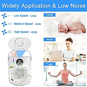 Abandship Air Cooler - Portable Conditioner Fan, Desktop with LED Display, 1000ml Capacity,Small Personal Cooling Fan 7 Colors Light,3 Speeds for Office Home Room