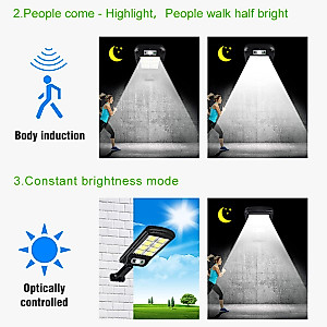 SISHUINIANHUA 1200W Solar Street Lamp Outdoor Street Lights 160COB LED Waterproof Solar Light PIR Motion Sensor Remote Control Garden Lamp