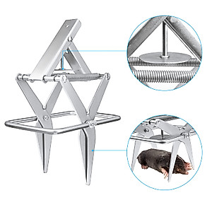 2 Pack Mole Trap, Mole Traps That Kill Best,Mole Killer Easy to Set, Mole Traps for Lawns,Mole Traps Scissor Metal Gopher Trap Large (Silver)