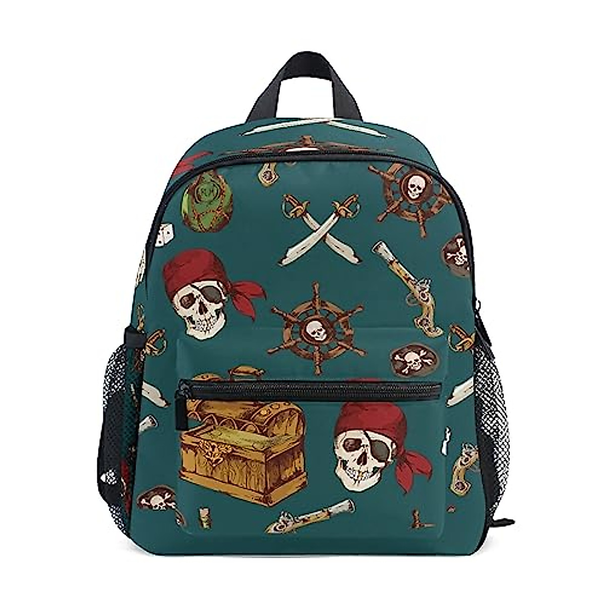 Pirates Seamless Pattern Kids Backpack Preschool Bag Toddler Backpack with Detachable Chest Clip for Boys Girls