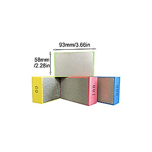 CALIDAKA 4pcs Diamond Hand Polishing Pads Diamond Sanding Block Kit Glass Grinding Pads for Sanding Concrete Glass Stone Granite Marble 60#,100#,200#,400#(as Shown)