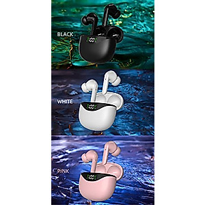 Wireless Earbuds Bluetooth 5.3+EDR/ENC+ANC Dual Noise Cancelling Headphones/LED Power Display/HD Voice Call Mic Headset/Type-C Fast Charge 48H Playback/IPX6 Waterproof Earbuds/Audifonos (White)