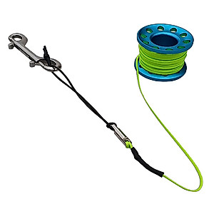 Menolana 49.21ft Scuba Diving Reel Scuba Diving Finger Spool - Aluminum Alloy Wreck Cave Dive Reel Line Holder for Outdoor Diving Activities Fluorescent - Attached 3.54 inch Snap