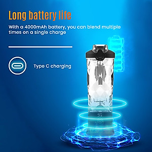 Stellar Goods Powerful Portable Blender for Smoothies & Shakes - Mini Blender with High-Torque Motor, Long-Life Battery, Leak-Proof Cup - One-Click & Pulse Mode - Personal Blender for Home, Travel