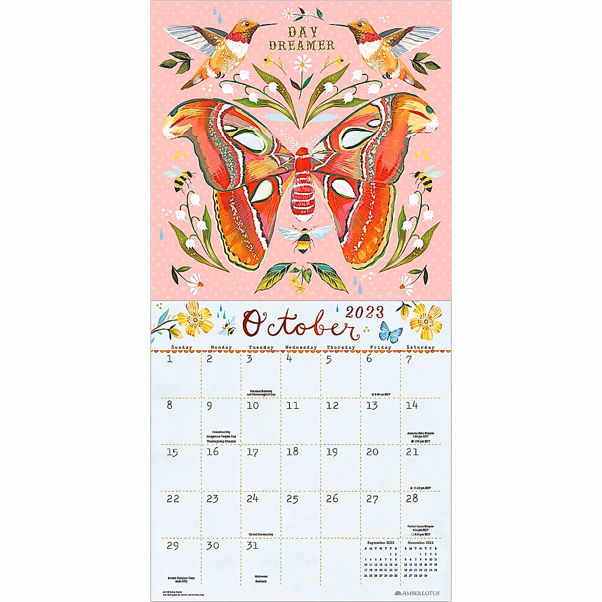 Katie Daisy 2023 Wall Calendar: Meet Me in the Meadow | 12" x 24" Open | Amber Lotus Publishing