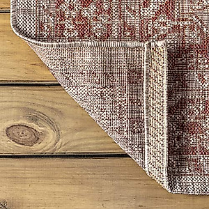 JONATHAN Y SMB102A-3 Rozetta Boho Medallion Textured Weave Indoor Outdoor Area -Rug Coastal Bohemian Rustic Glam Easy -Cleaning Bedroom Kitchen Backyard Patio Non Shedding, 3 X 5, Red/Taupe