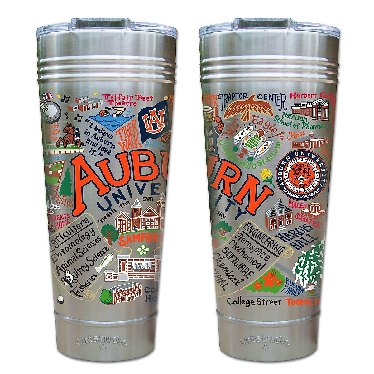 Catstudio Auburn University Collegiate Thermal Tumbler | Triple Wall Insulation With Non Slip Bottom | Great College Travel Cup for Water, Coffee, Tea, or Smoothies