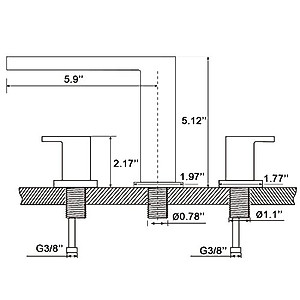 Ufaucet Modern Commercial 2 Handle 3 Hole Widespread Brushed Gold Waterfall Bathroom Faucet,8 inch Bathroom Vanity Sink Faucet with Hoses and Pop Up Drain