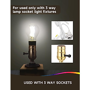 UNILAMP 3 Way Light Bulbs 50 100 150w Equivalent, Daylight White 5000K, E26 LED Filament Light Bulbs, Three Way A19 LED Light Bulb with 90+ CRI, Bright White Light Bulbs, Classic Clear Glass, 2 Pack