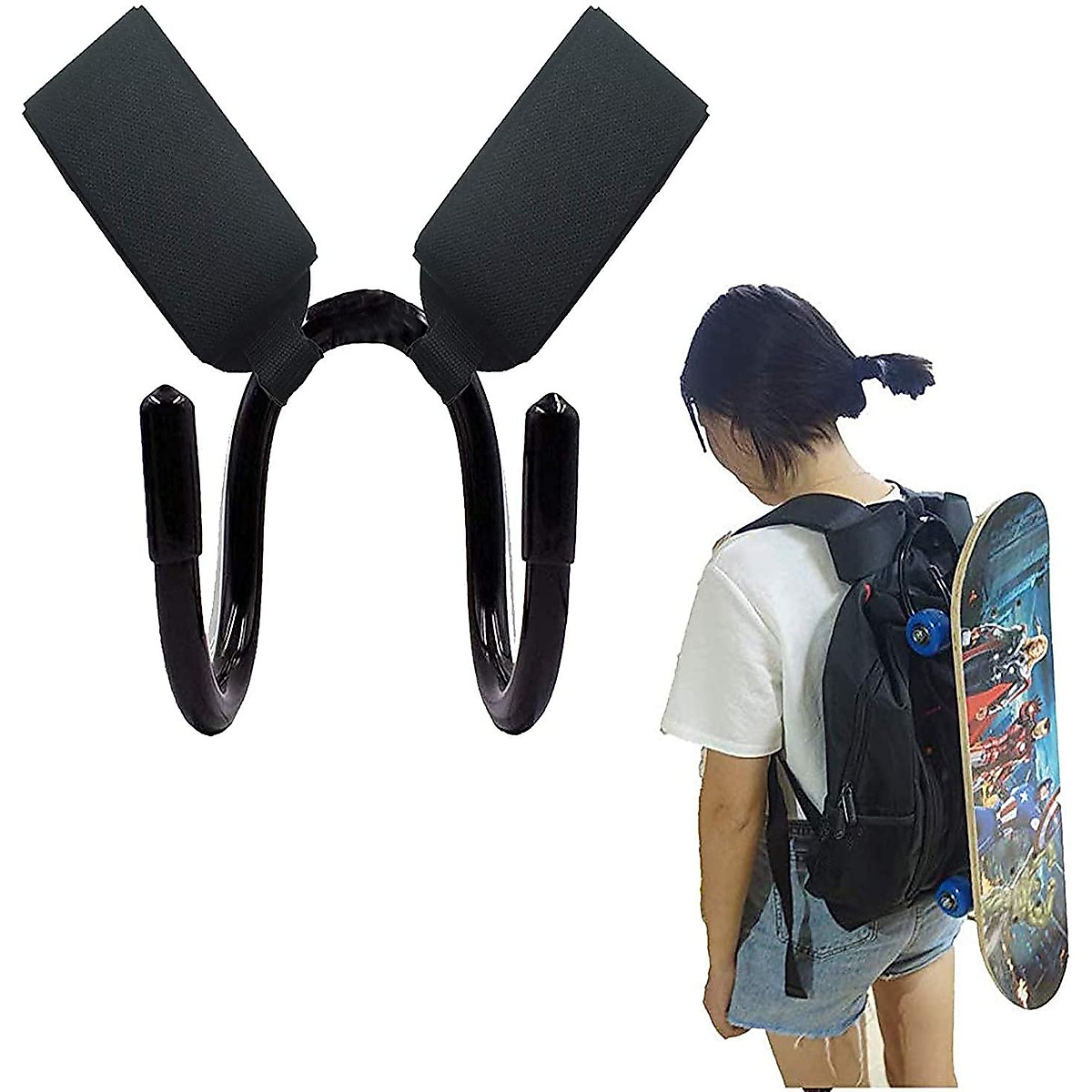 Backpack Shoulder Strap Hooks Backpack Hanger with Strap Mount Backpack Attachment Carrier Skateboard Carry for Longboard Skateboard Backpack Bag Carrier - No Backpack