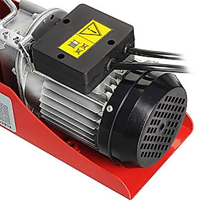 Partsam 440Lbs Lift Electric Hoist Crane Remote Control Power System, 110V Electric Hoist Zinc-Plated Steel Wire Overhead Crane Garage Ceiling Pulley Winch w/Straps (w/Emergency Stop Switch)
