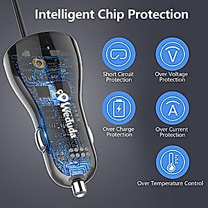 [Apple MFi Certified] Weduda iPhone Car Charger 30W Super Fast Car Phone Charger Cigarette Lighter QC 3.0 Adapter with Build-in 6FT Coiled Lightning Cable for Apple iPhone 14/13/12/11/XR/Max,iPad