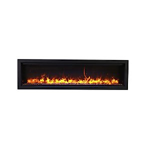 Amantii SYM-74-BESPOKE Symmetry Series Bespoke 74-Inch Built-in Electric Fireplace with Remote, Ember Media, Black Steel Surround