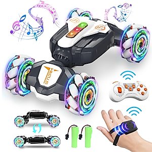 TIOYOTY Gesture Stunt RC Car, 2.4Ghz 4WD Remote Control Car, Gravity Watch Sensor 360° Rotating Twist Drift Offroad Toy Car with Music Lights, Ages 6-12 Boys Girls Birthday